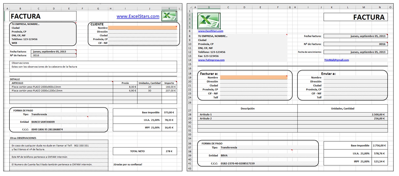 Plantillas Facturas Excel - Plantillas de Facturas y Presupuestos ...